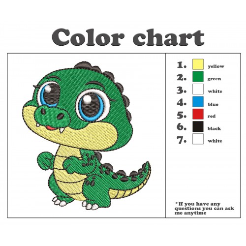 Cute Alligator | Embroidery Design | 10 sizes
