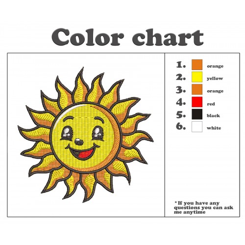 Cartoon Sun | Embroidery Design | 10 sizes